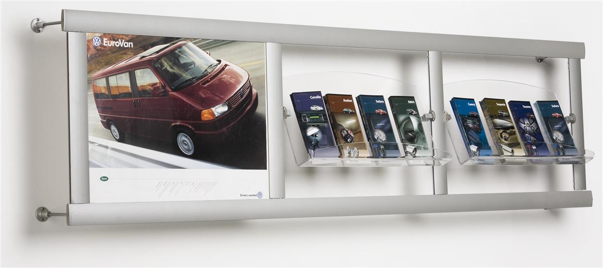 Wall Leaflet Displays w/ (2) Literature Trays & (1) Poster Frame