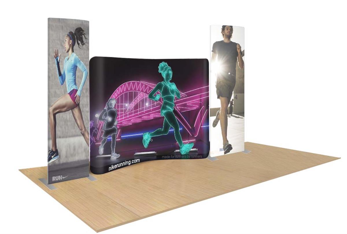 13.5 Foot Wide Exhibit Graphics - Curved Design & 3 Panels