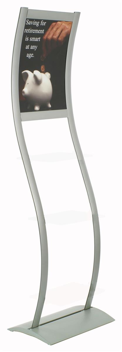 Metal Poster Display | Fits 18" x 24" Graphics, Wave Shaped Stand