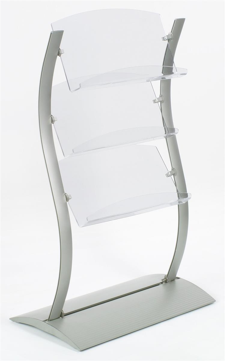 Brochure Stand | 3-Tiered Literature Floor Stand w/ Pockets