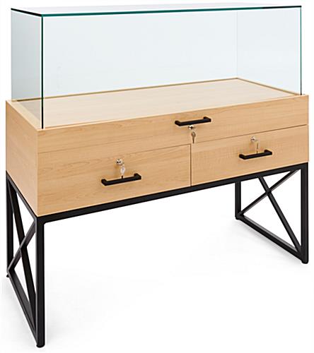 Glass Display Case with Drawers | Pull-Out Top Deck