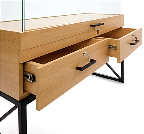 Glass Display Case with Drawers | Pull-Out Top Deck