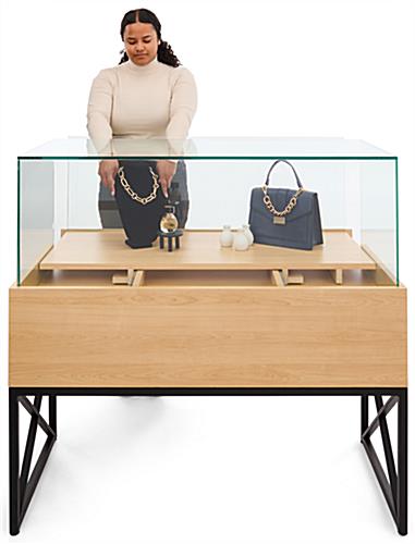 Glass Display Case with Drawers | Pull-Out Top Deck